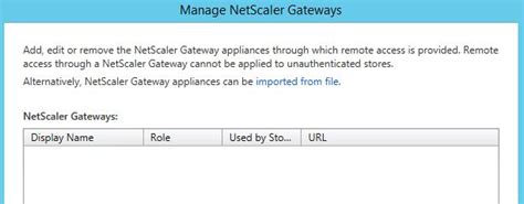 Import Netscaler Gateway Configuration In To Storefront