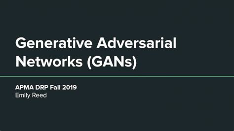 Pdf Generative Adversarial Networks Gans · Where D Is Our Discriminator G Is Our Generator