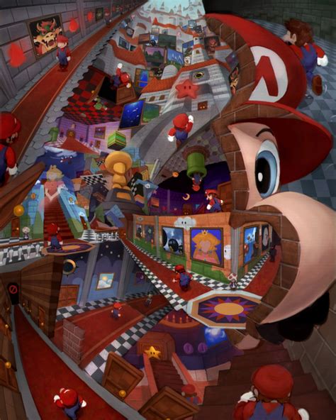 Safebooru Abstract Absurdres Blue Eyes Bowser Brown Hair Castle