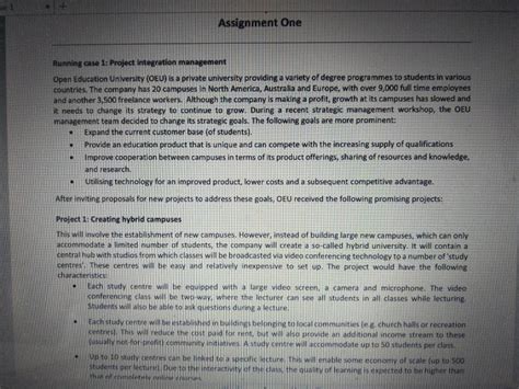 solved assignment one running case 1 project integration