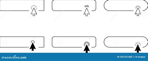 Click Blank Button With Pointer Clicking Mouse Pointer Pictogram
