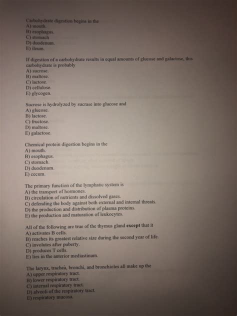 Solved Carbohydrate Digestion Begins In The A Mouth B Chegg
