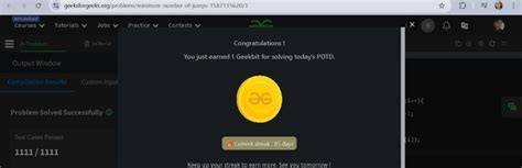 🎯 85 Day Streak On Geeksforgeeks Potd Palak Mittal