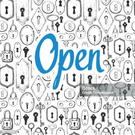 매끄러운 패턴 손으로 그린 골동품 키 열쇠 구멍 및 자물쇠의 벡터 세트 흰색 배경에 스케치 스타일의 그림입니다 오래 된 디자인입니다 0명에 대한 스톡 벡터 아트 및 기타