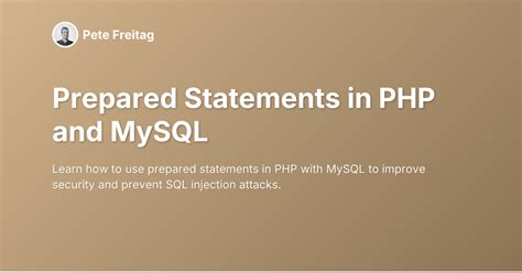 Prepared Statements in PHP and MySQL
