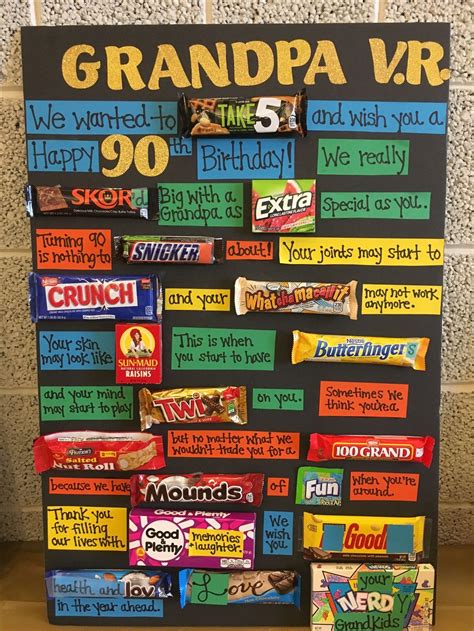 Grandpa Vr Happy 90th Birthday Candy Bar Sign 90th Birthday Party