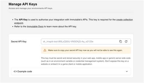 Api Keys Immutable Documentation