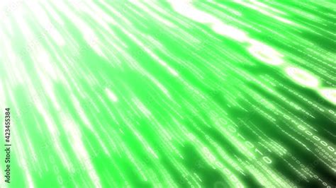 Green Binary Code Falling Down Matrix Concept Camera Moves Thorough Falling Digits Glow