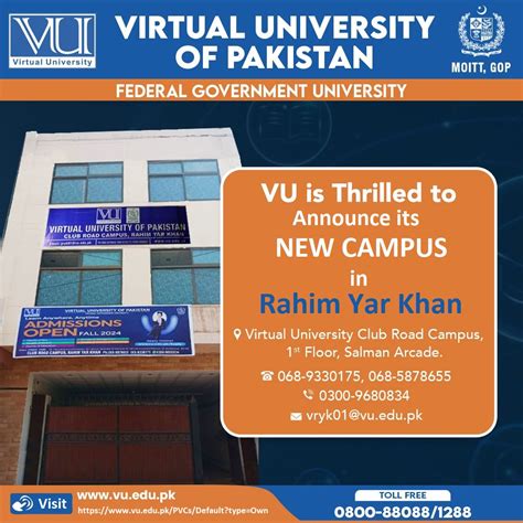We Are Thrilled To Announce That The Virtual University Of Pakistan Has Opened A New Campus In