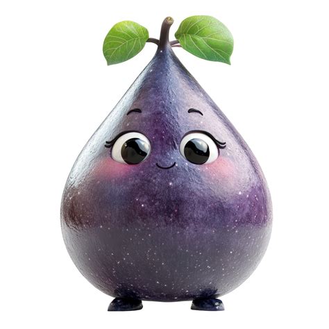 Cute Cartoon Fig Character With Big Eyes And A Smiling Expression