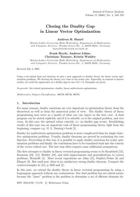 Pdf Closing The Duality Gap In Linear Vector Optimization