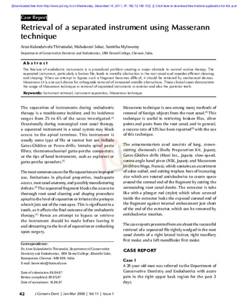 Pdf Retrieval Of A Separated Instrument Using Masserann Technique