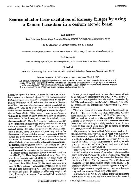 Pdf Semiconductor Laser Excitation Of Ramsey Fringes By Using A Raman Transition In A Cesium