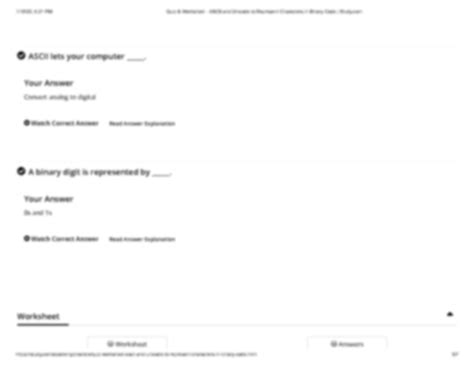 solution quiz worksheet ascii and unicode to represent characters in