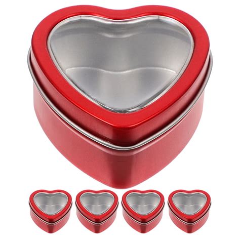 Dytern Cookie Tin 5pcs Empty Candy Tins Portable Heart Shaped Tinplate