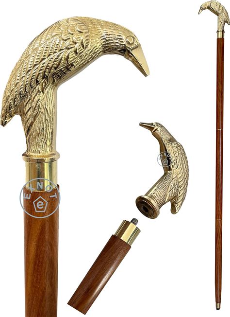 Exnot Edgar Allen Poes Walking Cane Wooden Walking Stick For Men