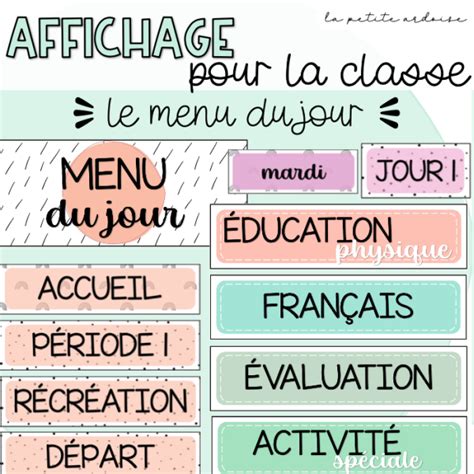 Affichage De Classe Menu Du Jour