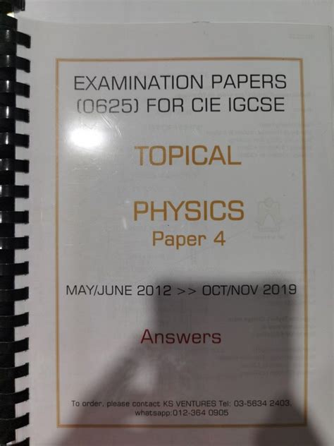 Igcse Physics Paper 4 Topical Past Yearwith Answers Hobbies And Toys Books And Magazines