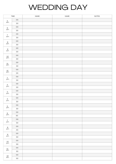 Wedding Day Timeline Template 60 Photos