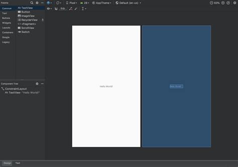 Android Action Bar And Device Frame Not Displayed In Preview And