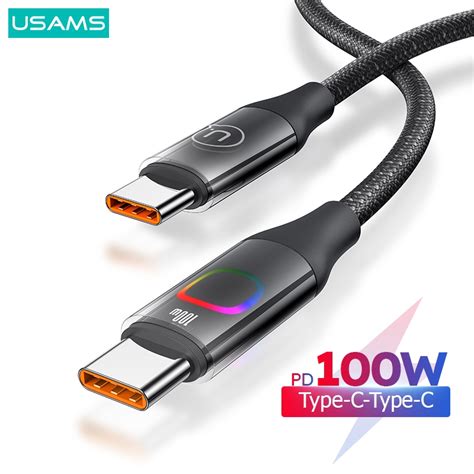 Usams W USB IP Type C Cáp Sạc Nhanh Cáp USB C Cáp Dữ Liệu Với ánh Sáng đầy Màu Sắc Cho