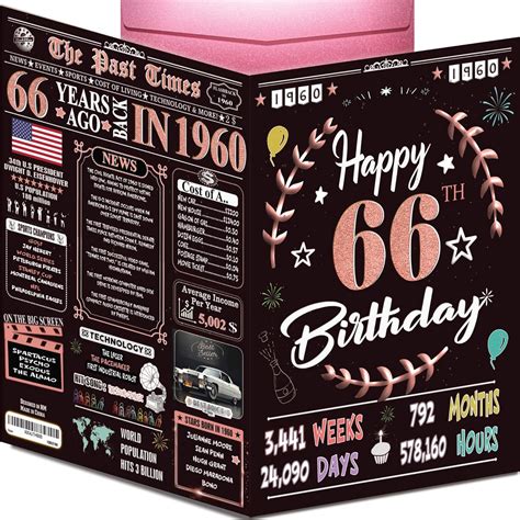 66th Birthday Card For Women Men Back In 1960 Black