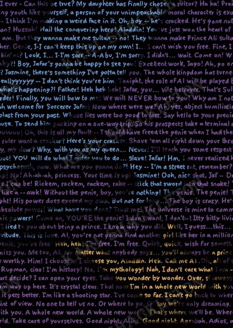 Aladdin 1993 Handwritten Movie Script Poster Etsy