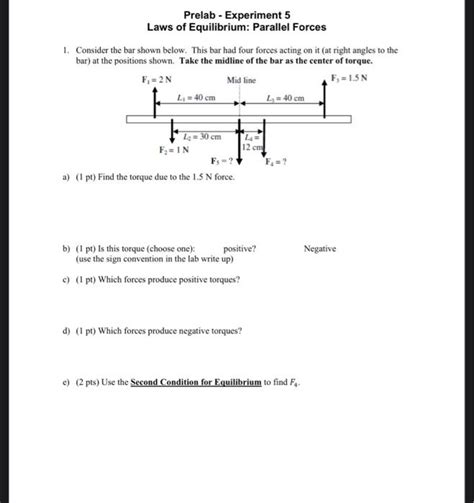 Solved Prelab Experiment 5 Laws Of Equilibrium Parallel