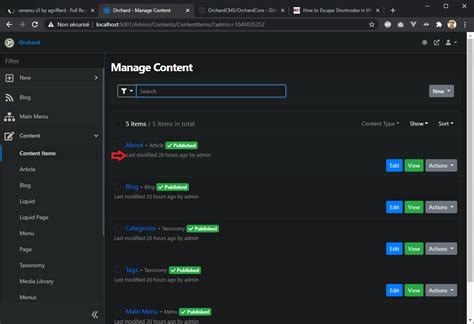 admin ui content alignment · issue 8033 · orchardcms orchardcore