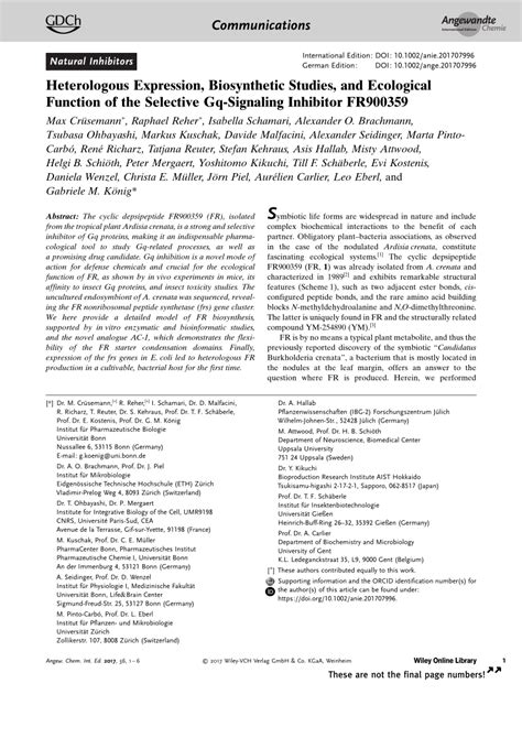 Pdf Heterologous Expression Biosynthetic Studies And Ecological