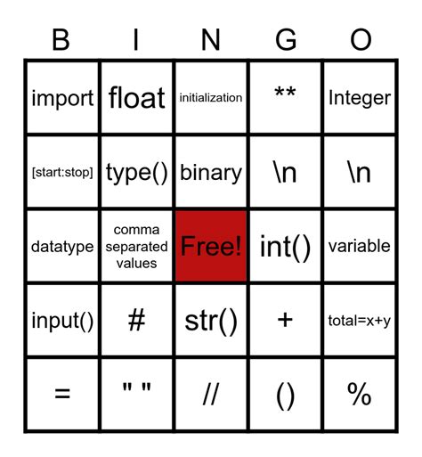 Python Bingo Card