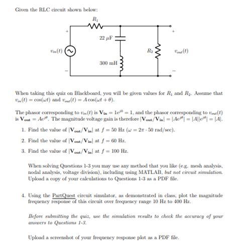 Solved Given The RLC Circuit Shown Below When Taking This Chegg