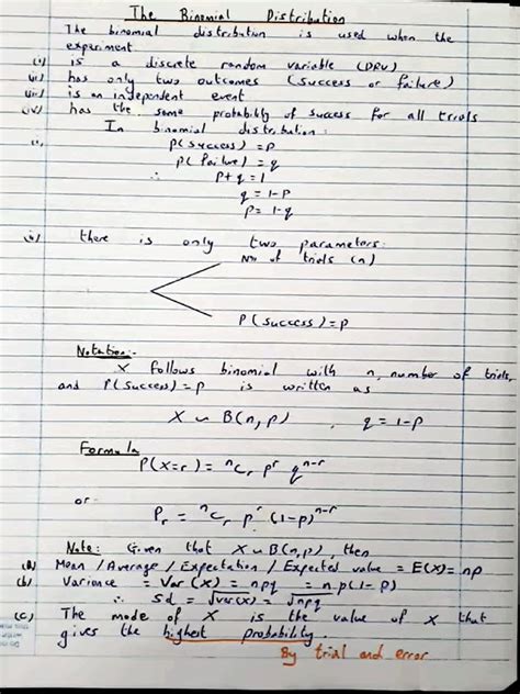 Binomial Distribution Notes Pdf