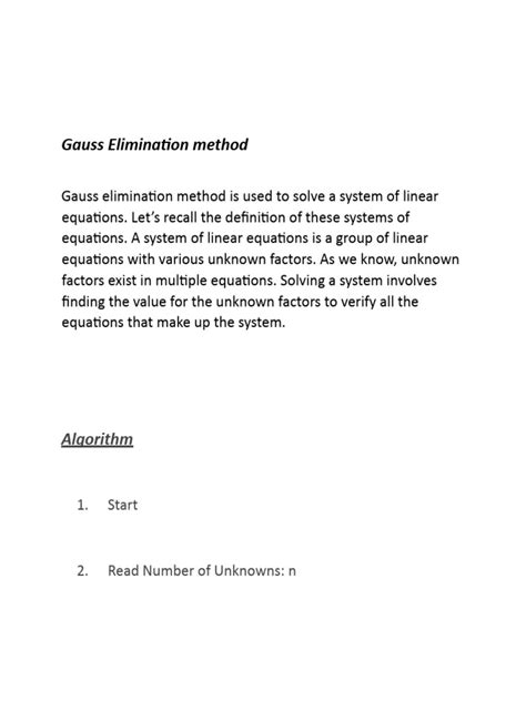 Gauss Elimination And Gauss Jordan Method Pdf Matrix Mathematics Mathematical Objects
