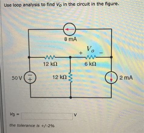 solved use loop analysis to find vo in the circuit in the
