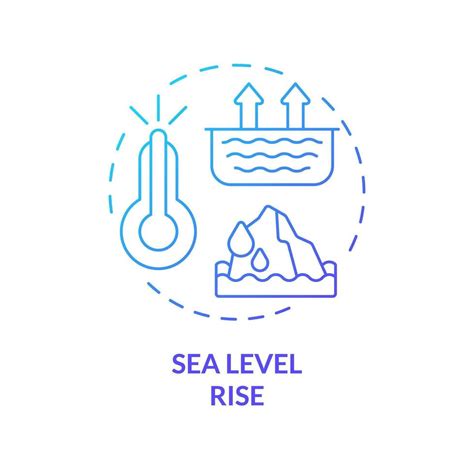 2d Gradient Sea Level Rise Icon Simple Isolated Vector Climate Metrics Thin Line Illustration