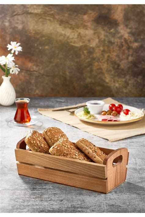 Bread Basket Box Natural Wood Breadstuff Vicedeal