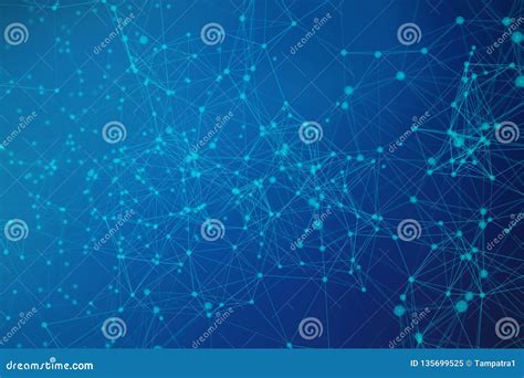 Blue Digital Data And Network Connection Triangle Lines And Spheres In Futuristic Technology