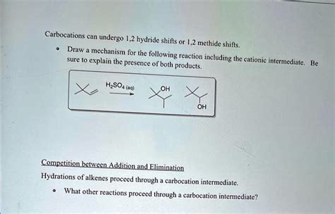 Carbocations Can Undergo 1 2 Hydride Shifts Or 1 2 Methide Shifts Draw