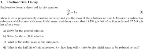 Solved Radioactive Decay Radioactive Decay Is Described Chegg