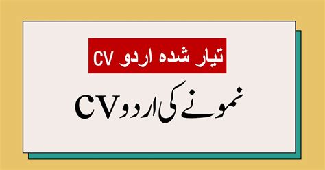نمونے کی تیار شدہ اردو سی وی Sample Urdu Cv For Job Application