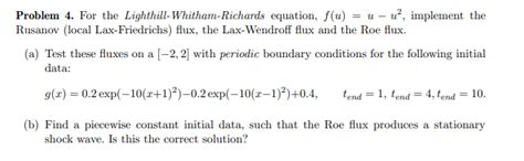 Solved Problem 4 For The Lighthill Whitham Richards