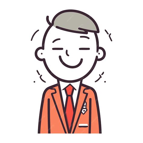 Premium Vector Smiling Businessman In Suit Vector Illustration Line Art Style