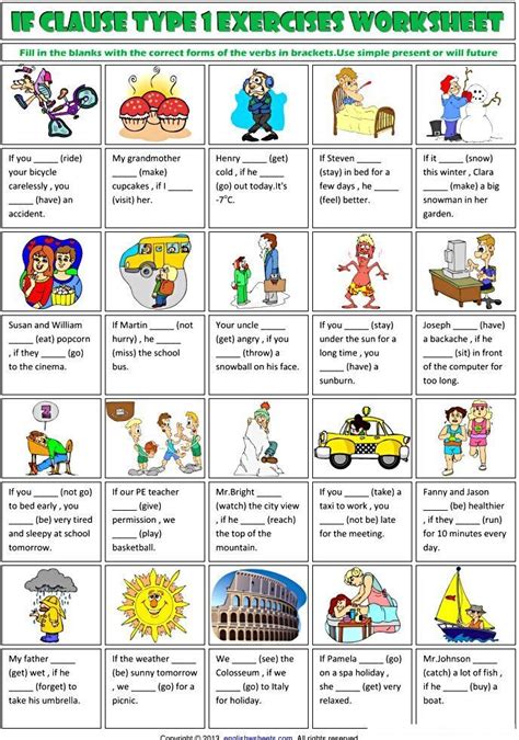 Conditionals If Clauses Type 1 Exercises Worksheet Lesson Holiday