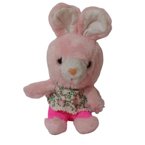 خرید و قیمت عروسک خرگوش صورتی لباس گل گلی عروسک خرگوشی کوچیک کلکسیونی