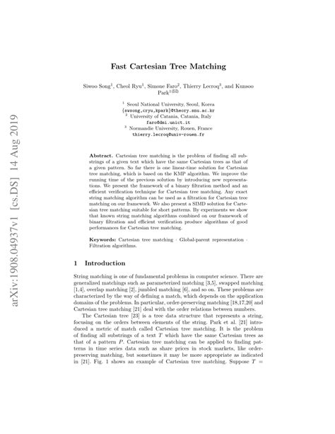 Pdf Fast Cartesian Tree Matching