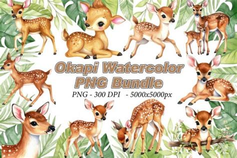 Okapi Watercolor Png Bundle Graphic By Arceusdigital · Creative Fabrica