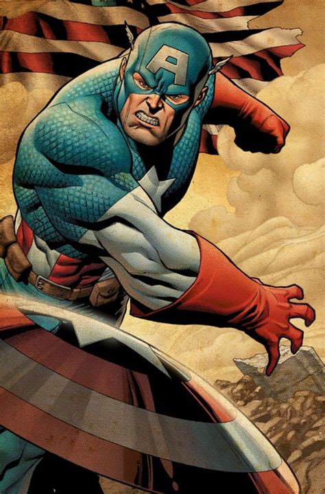 Comic Book Artwork • Captain America Throws His Mighty Shield When