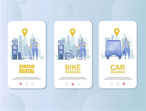 Premium Vector Transport Rental Mobile App Onboarding Screens Vector