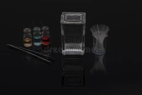 Chemistry Of Thin Layer Chromatography With Plate Solvent And Samples Stock Image Image Of